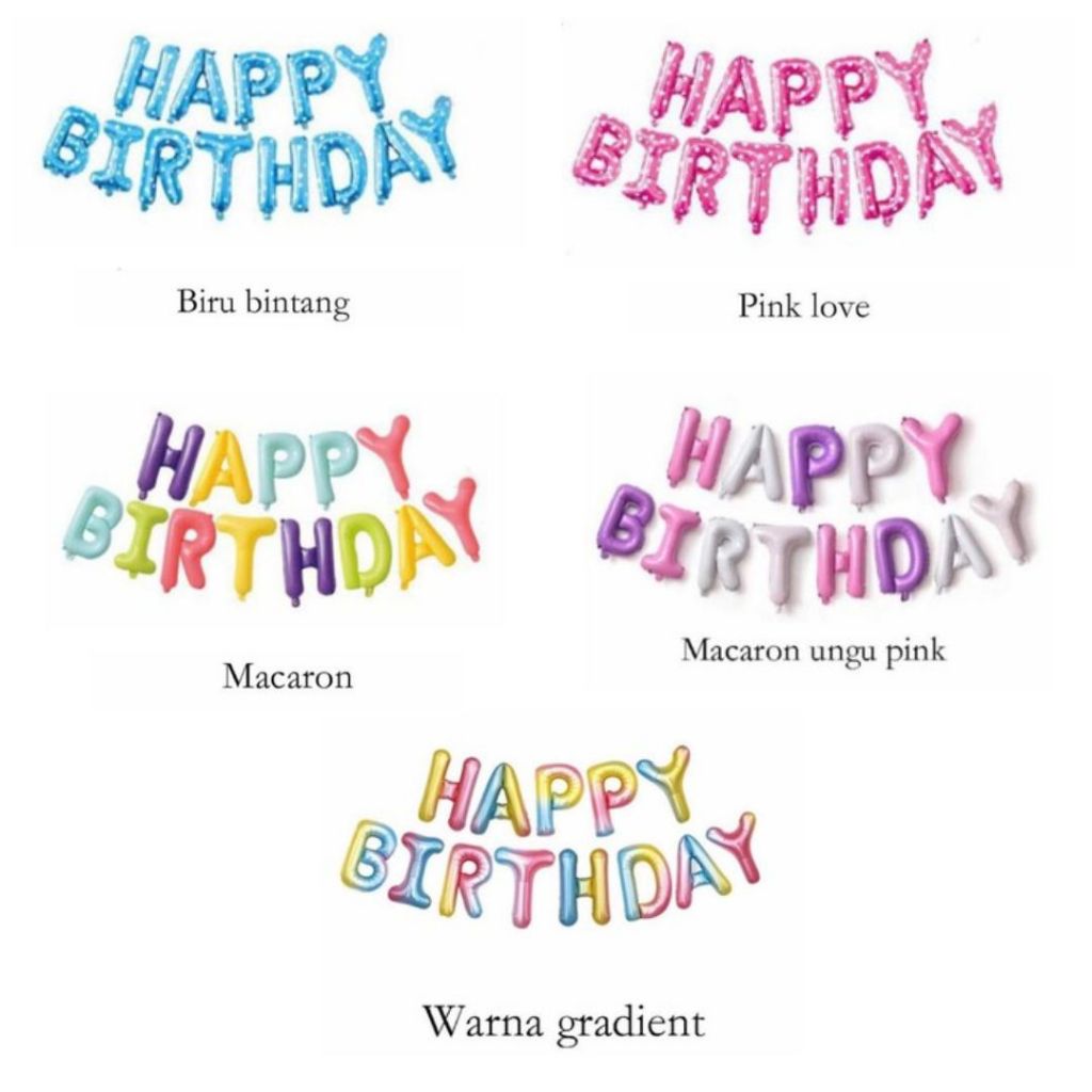 Jual MS.PARTY BALON FOIL SET HURUF HAPPY BIRTHDAY/ BALON FOIL TULISAN ...