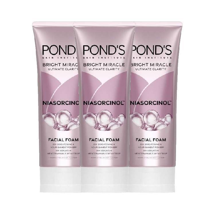 Jual Pond's Bright Miracle Ultimate Clarity Niasorcinol Facial Foam 3 x ...