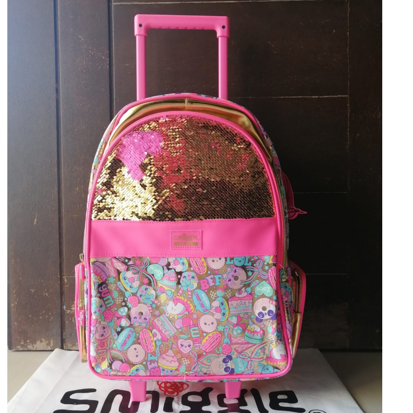 Jual Smiggle backpack trolley with light up wheels / trolley anak sd ...