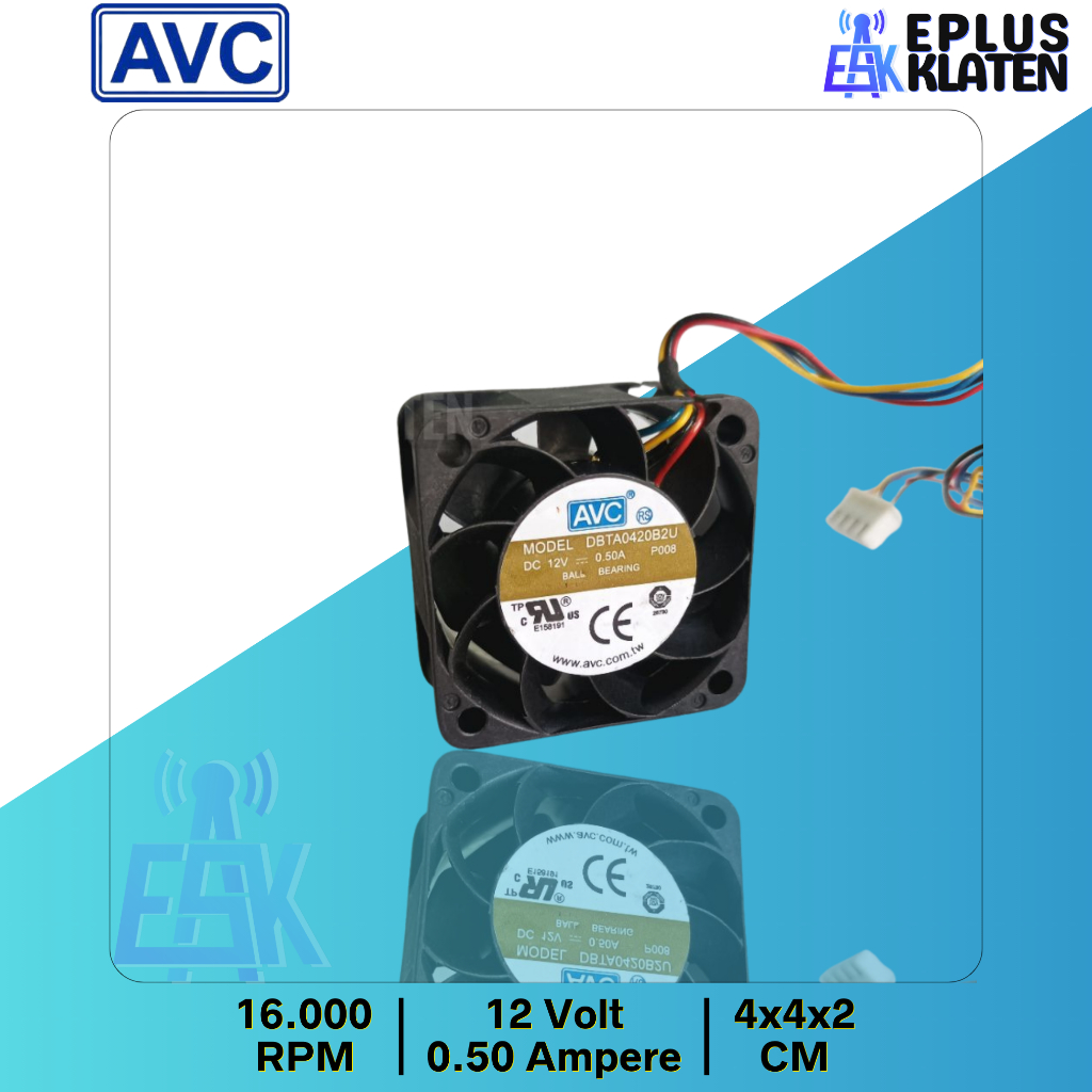 Jual Kipas Fan AVC processor DC 12V 0.50A DBTA0420B2U 4cm high speed 16 ...