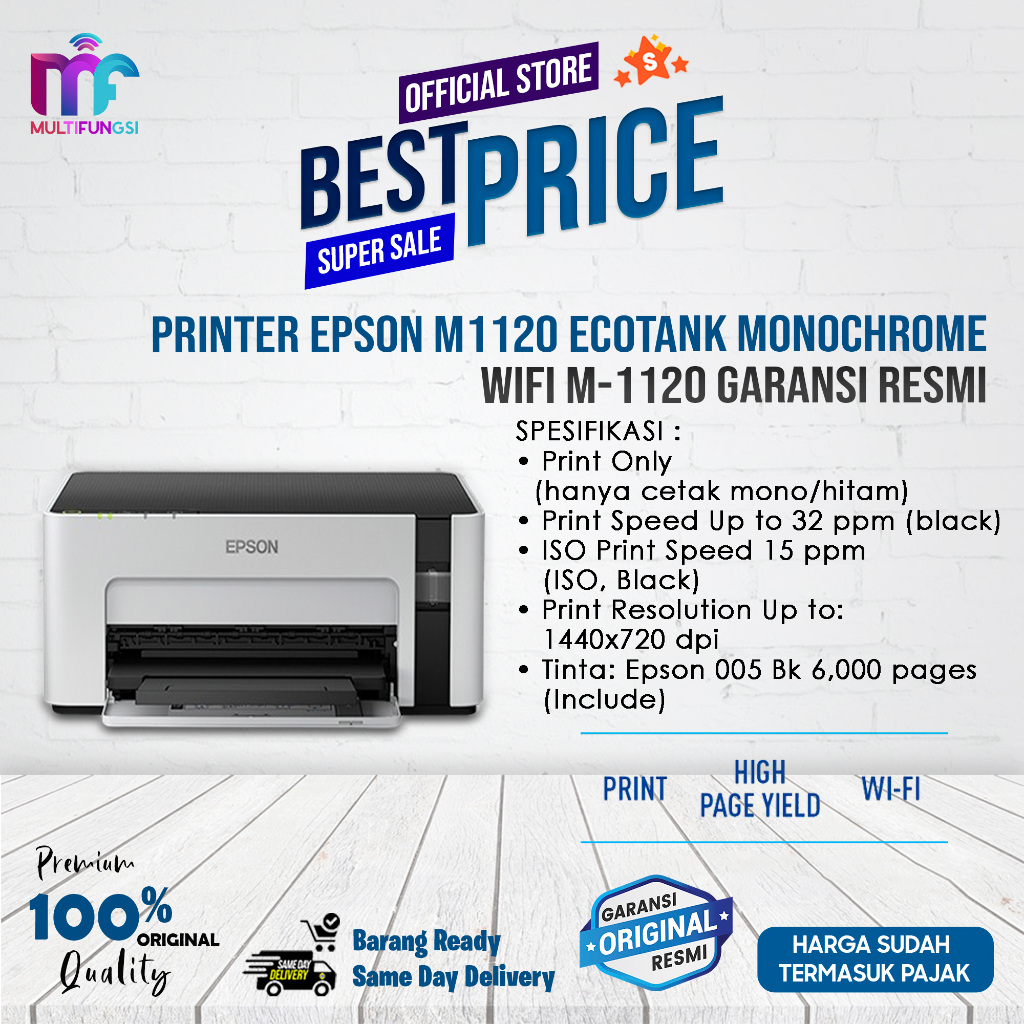 Jual Printer Epson M1120 EcoTank Monochrome Wi-Fi M-1120 Garansi Resmi ...