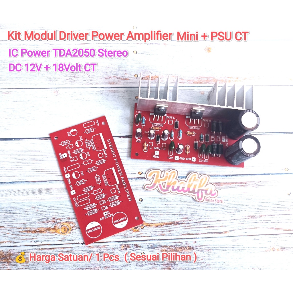 Jual Kit Modul Driver Power Amplifier Mini PCB TDA2050 Stereo AC 12V - 18V CT IC Final Ampli Hi ...