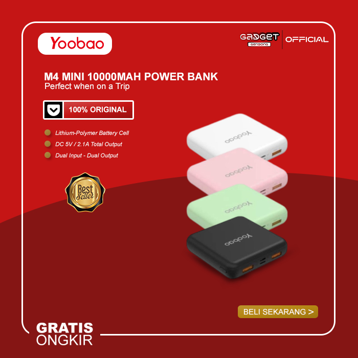 Jual Yoobao Power Bank Mini Cube 10000mAh M4mini Ultra Handy Original ...