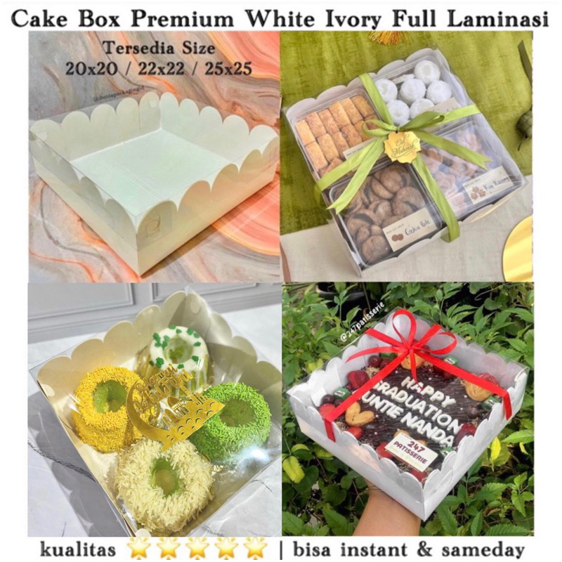Jual Kotak Kue Mewah Tutup Mika 20x20 / 22x22 / 25x25 Full White ...