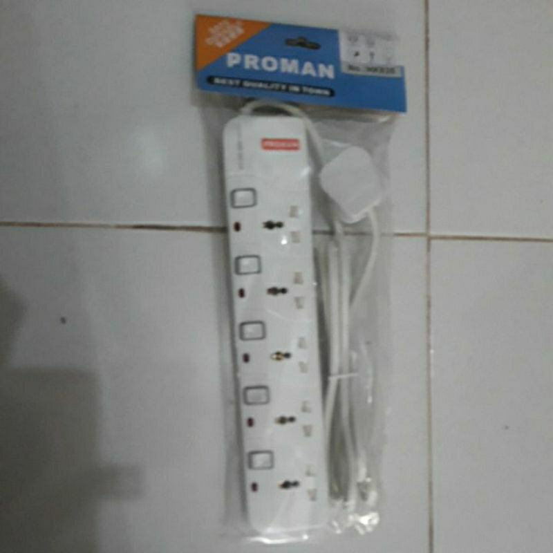 Jual HK835 proman extention kabel = 5 port x13a 250v 2 meter | Shopee ...