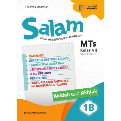 Jual buku siswa salam kelas 7B Semester 2 kurikulum merdeka Penerbit Erlangga SALAM AKIDAH ...