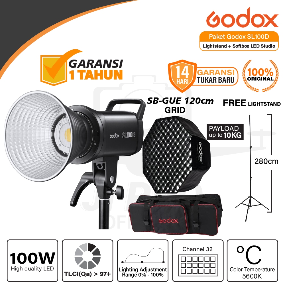 Jual Godox SL100D SL 100D SL100 D Paket Lightstand, Softbox Tas ...