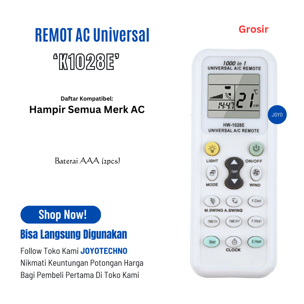 Jual Remote AC Multi Universal K1028E Semua Merk AC / Remot Air ...