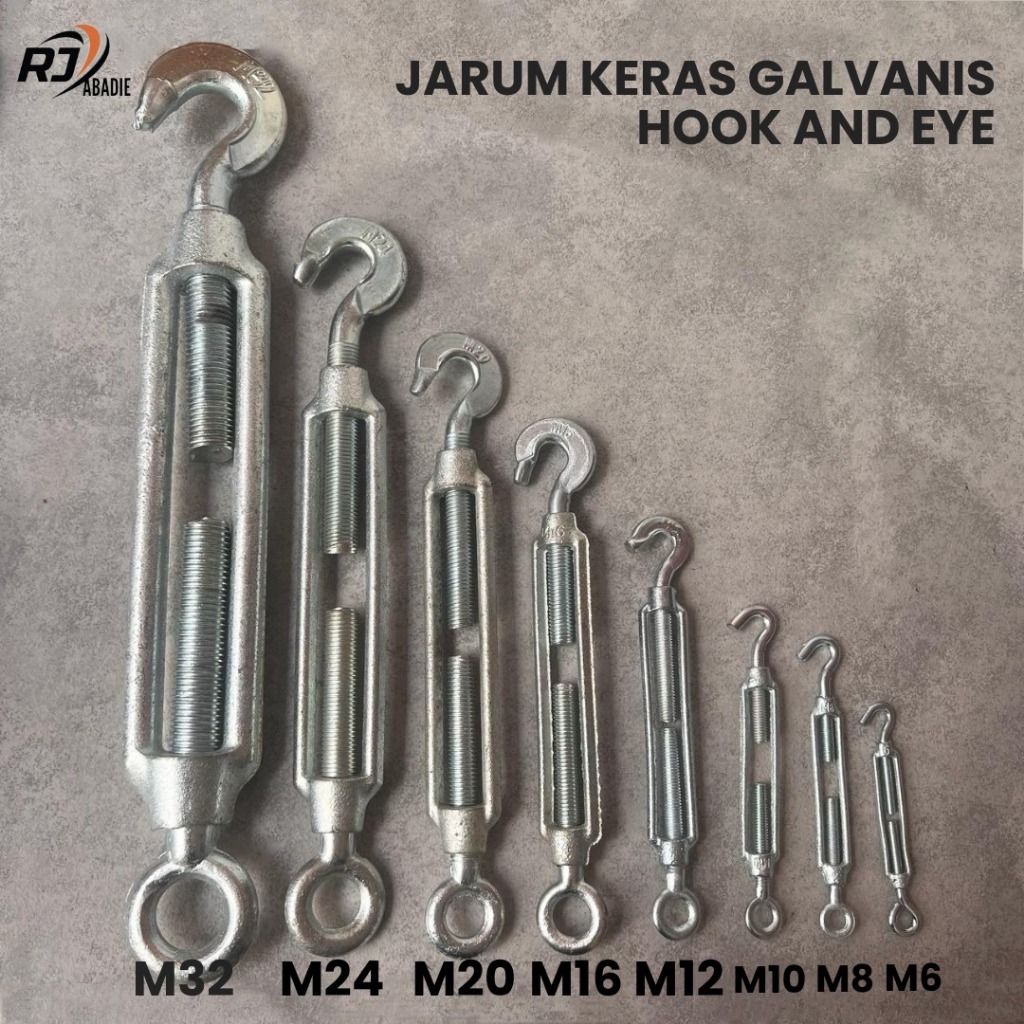 Jual Jarum Keras / Span Skrup / Turnbuckle Hook & Eye 16mm 5/8" M16 ...