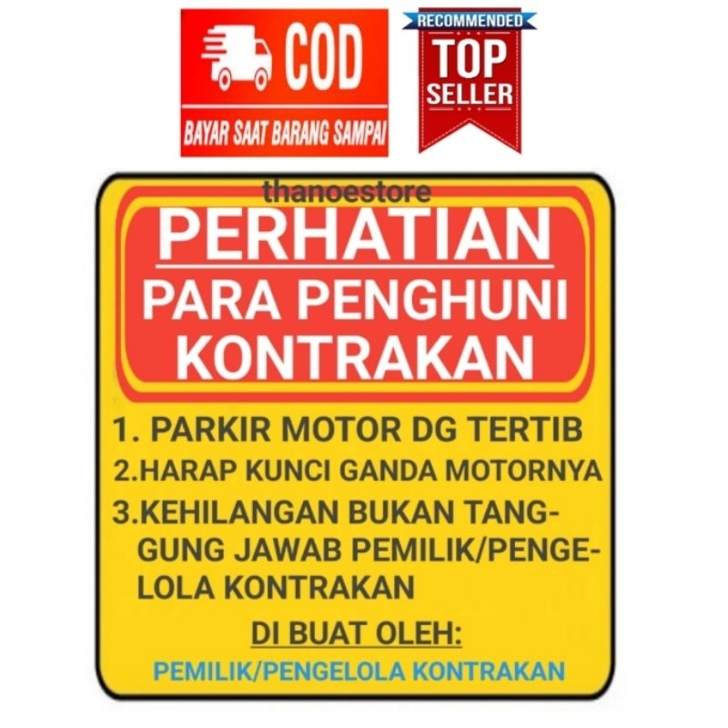 Jual Stiker Stiker Perhatian Penghuni Kost Kontrakan Tanpa Minimum ...