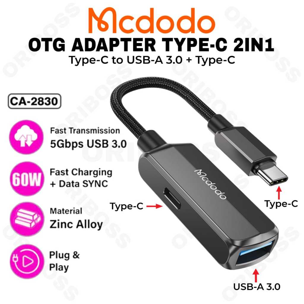 Jual Kabel OTG Type C 2in1 Converter USB C to USB A + Port USB C ...