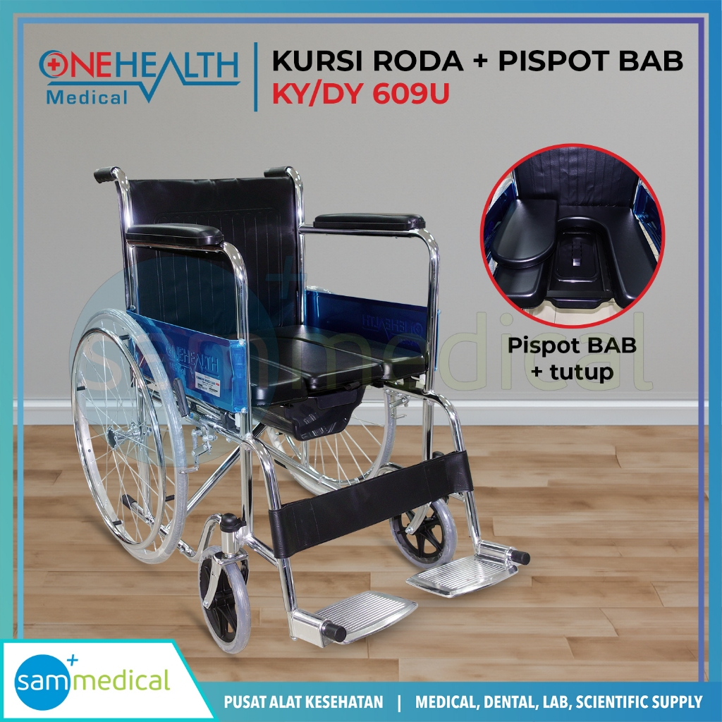 Jual Onehealth Kursi Roda + Pispot BAB KY/DY 609U / Kursi Roda Lansia ...