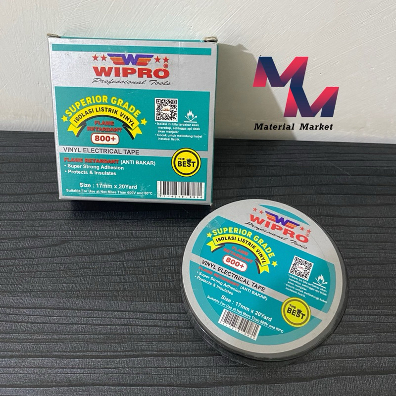 Jual WIPRO Isolasi Listrik Vinyl 17mm x 20 yard ANTI BAKAR | Shopee ...
