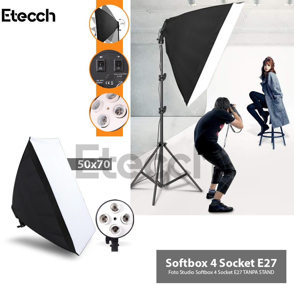Jual Softbox Lighting E27 dengan 4 Socket Lampu Foto Studio Softbox 4 ...