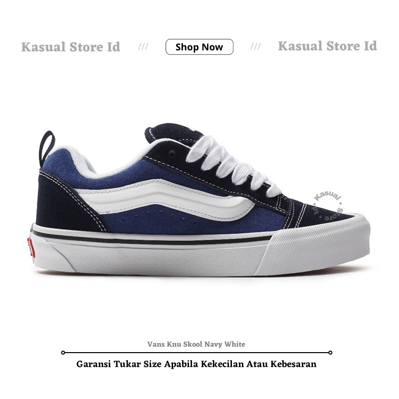 Jual Sepatu Sneakers Vans Knu Skool Navy White | Shopee Indonesia