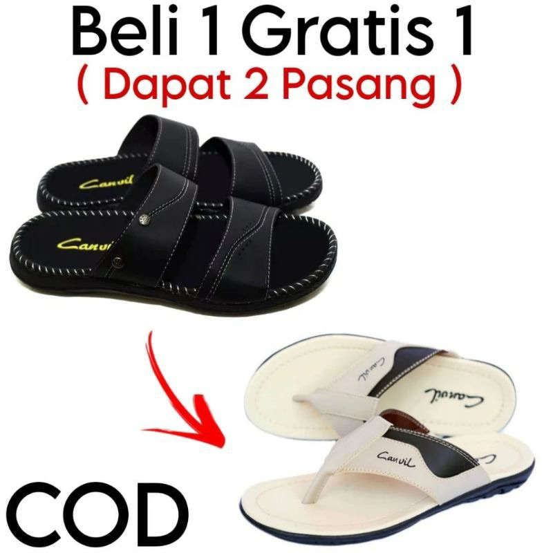 Jual Sandal carvil Beli 1 Gratis 1 / Sandal kulit Pria / Sandal Casual ...
