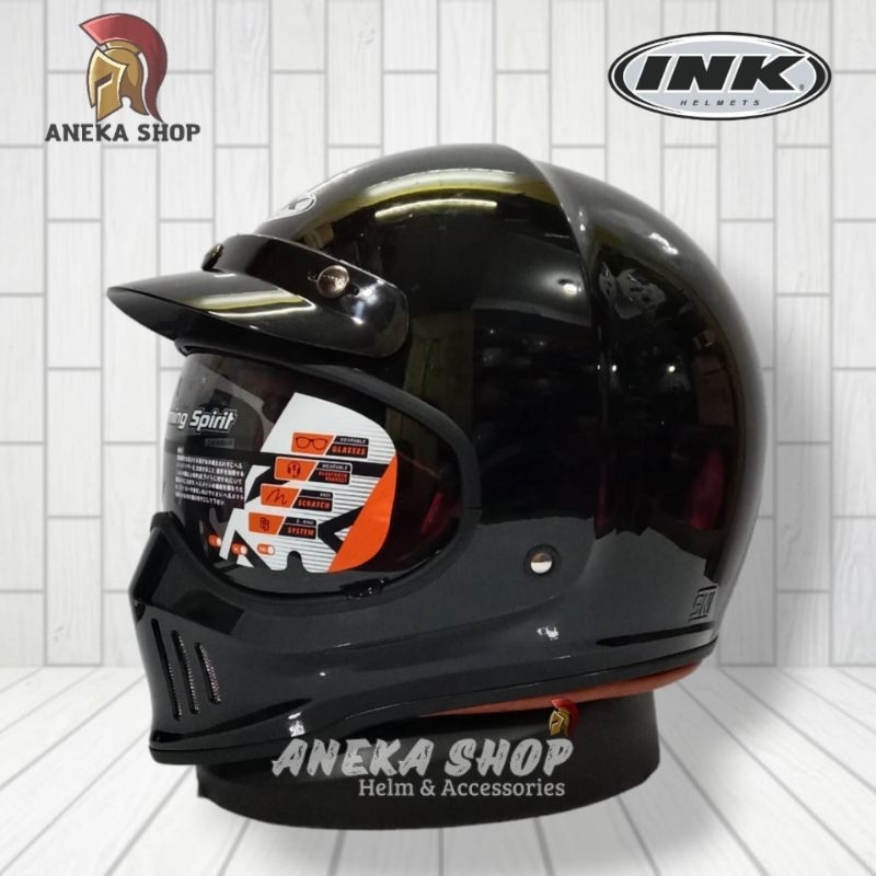 Jual HELM INK TROOPER SOLID BLACK GLOSSY | SINGLE VISOR | HELM RETRO ...