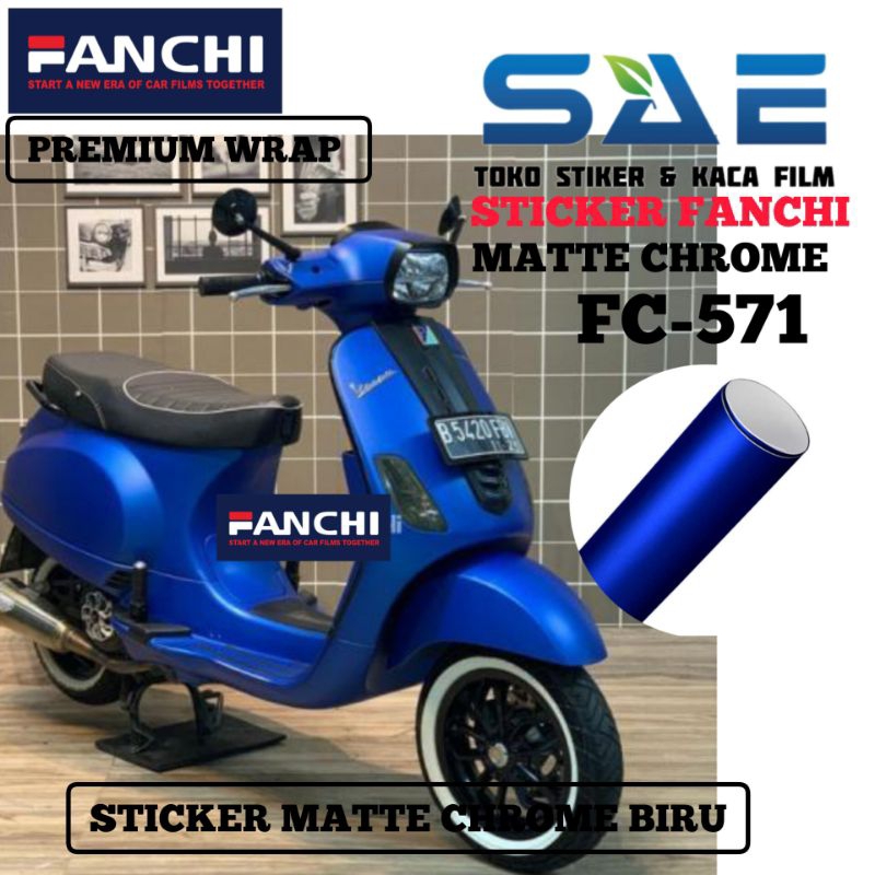Jual Skotlet Motor Biru Chrome Matte Doff Sticker Fanchi Premium Wrap ...