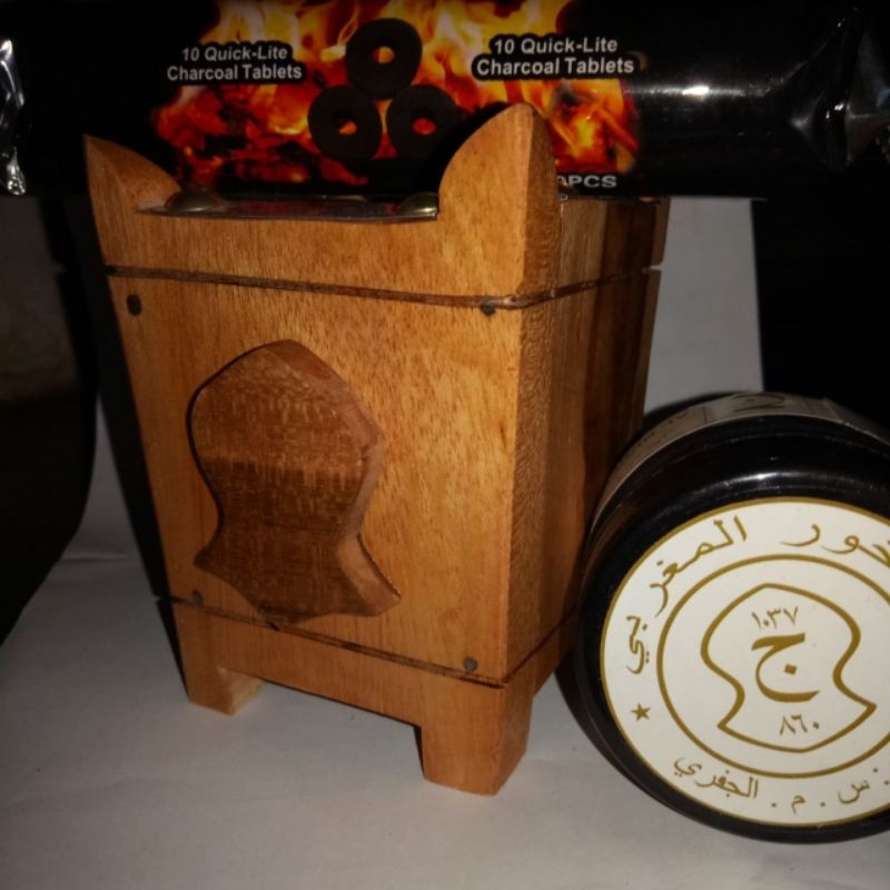 Jual Paket Mabkhara Prapen Tungku Kayu Jati Mini dan Bukhur Maghribi ...