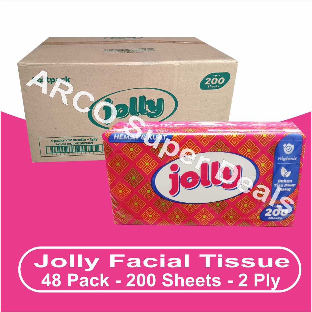 Jual 1 Dus Jolly Facial Tissue 200 Sheets 2 Ply - Isi 48 Pack | Shopee ...