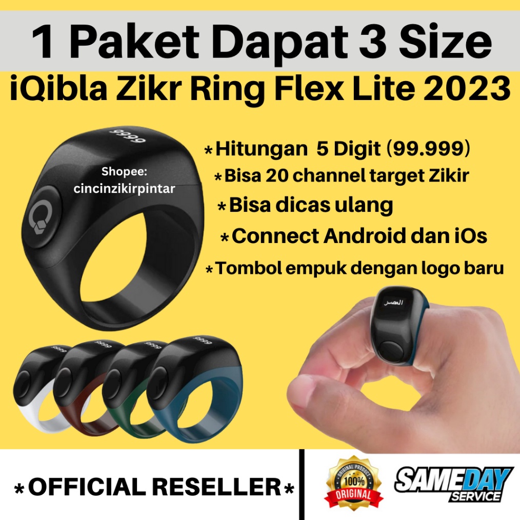 Jual TerlakuModel Terbaru 223 Cincin Tasbih iQibla Zikr Ring Flex Lite Generasi Kedua Paket ...