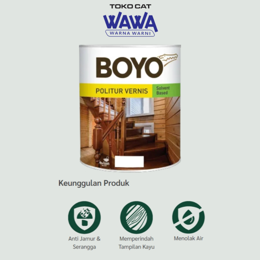 Jual plistur Boyo Avian vernis kayu politur cat kayu transparan kilap ...