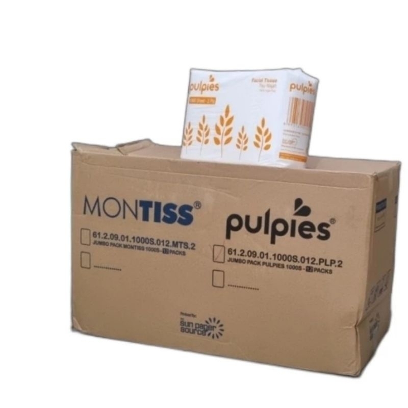 Jual [GROSIR] Tissue facial pulpies tisu 1000 sheet murah 1 dos isi 12 ...