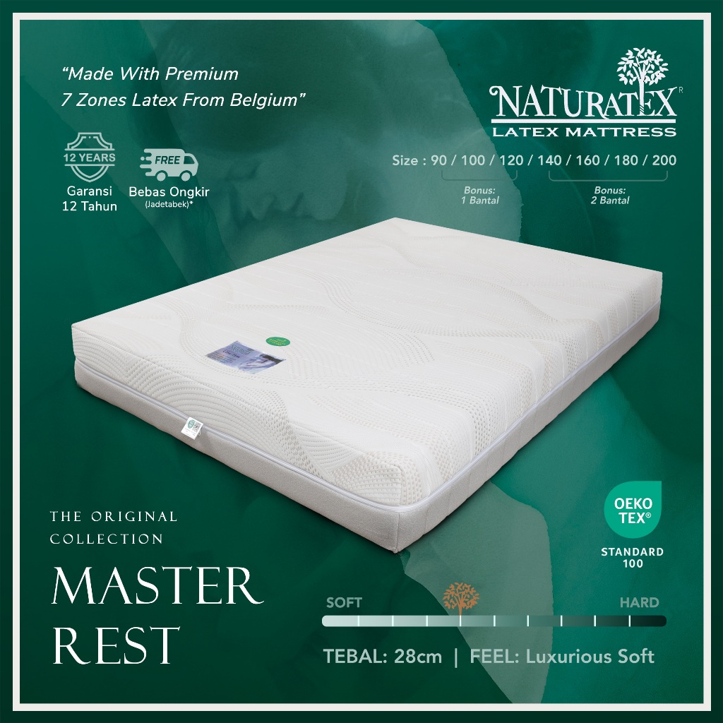 Jual Naturatex Kasur Premium Full Latex (Luxorious Soft) - Master Rest 28cm | Shopee Indonesia