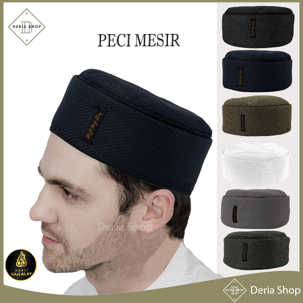 Jual Peci Lipat Mesir Habasya Jaring Premium Kopiah Hitam Putih Abu ...