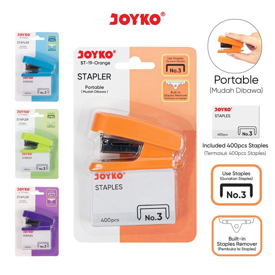 Jual Stapler dan Staples Isi Jepretan Joyko ST-19 1 Set ( Stepler + Isi ...