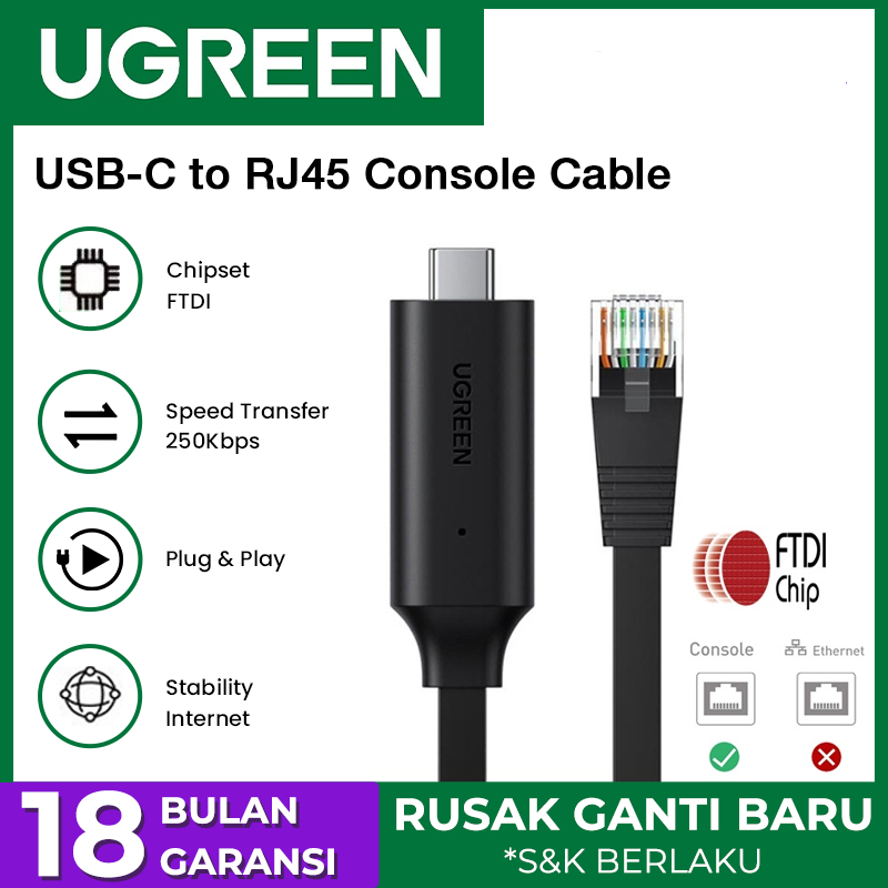 Jual UGREEN USB-C To RJ45 Console Flat Cable 1.5M | Shopee Indonesia