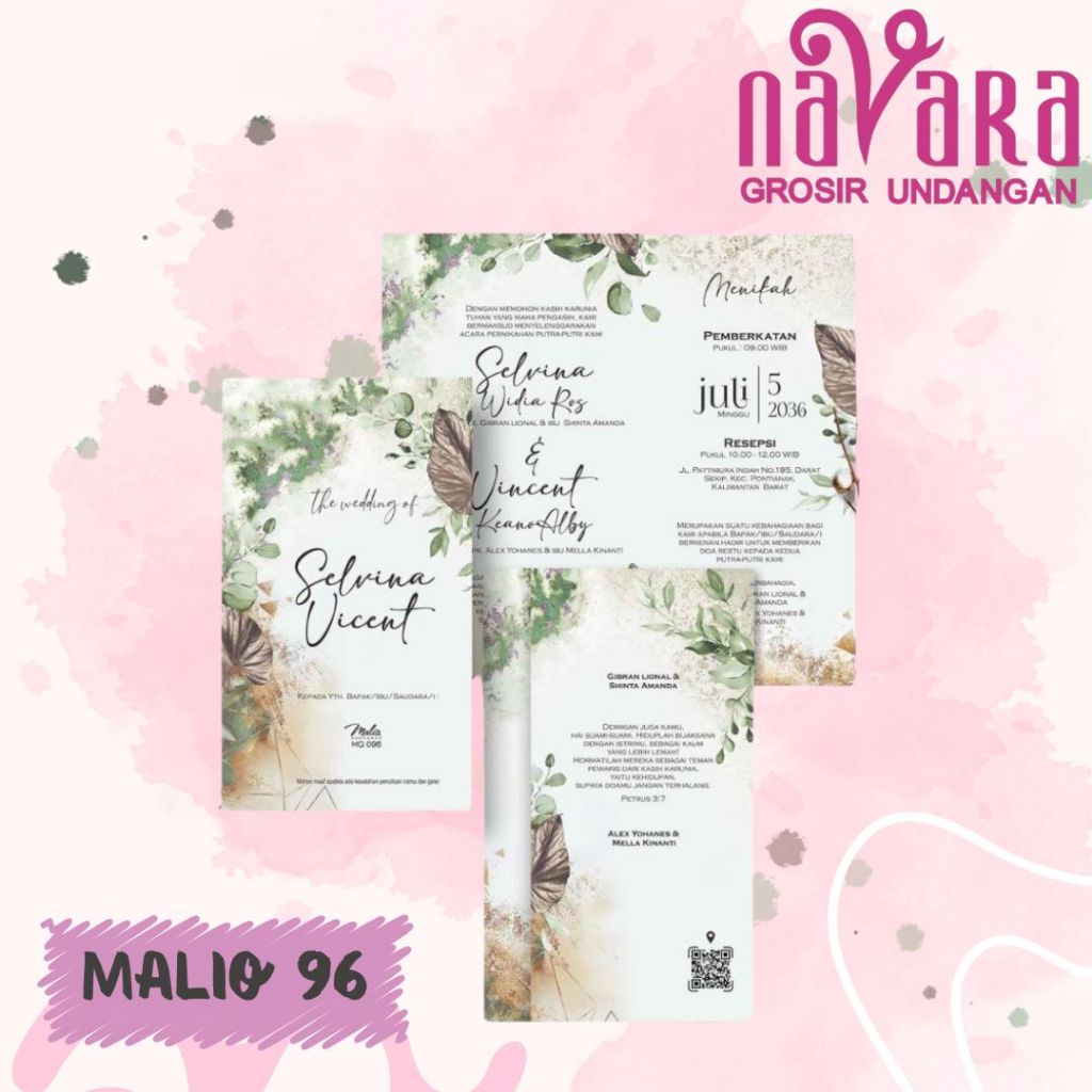 Jual Blangko undangan atau kertas undangan pernikahan merek MALIQ 96 dengan bahan kertas BC ...