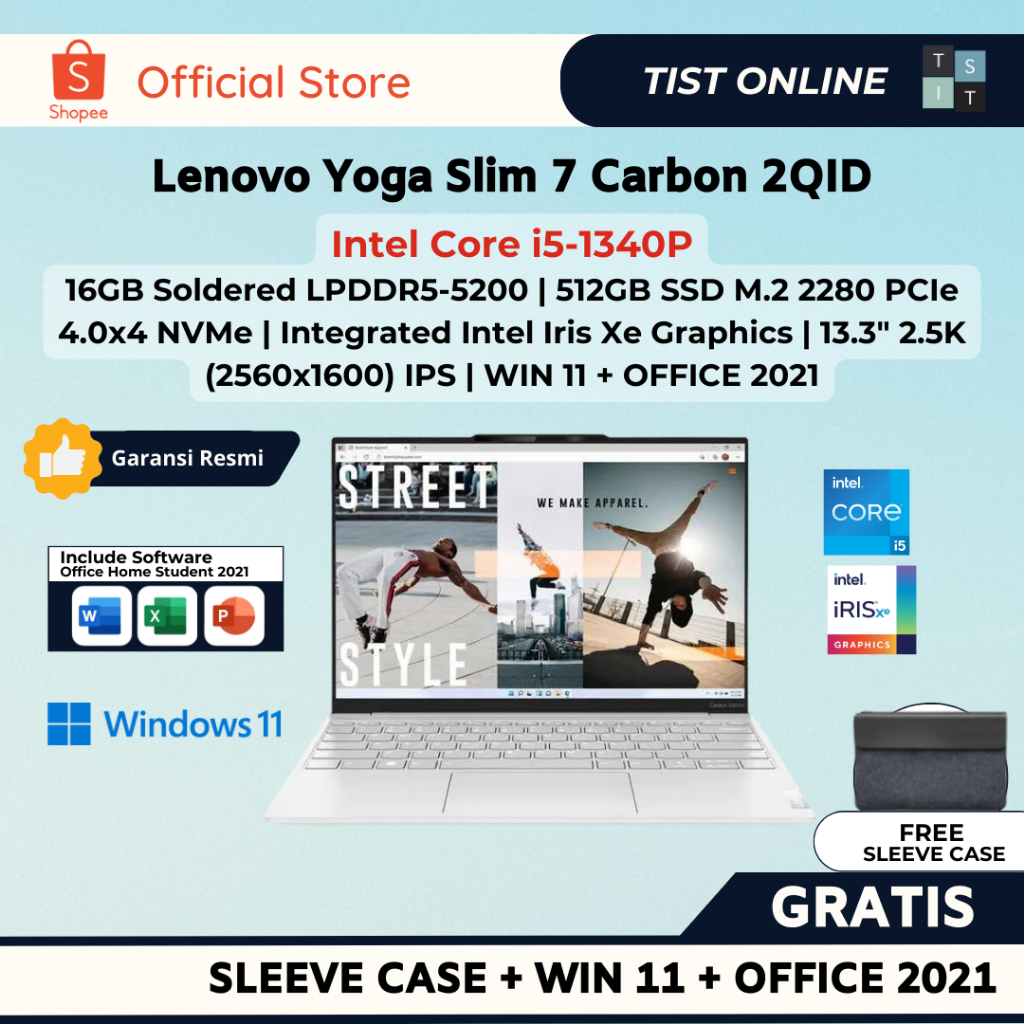 Jual Lenovo Yoga Slim 7 Carbon 13IRP8 2QID Core i5-1340P 16GB 512GB W11 ...