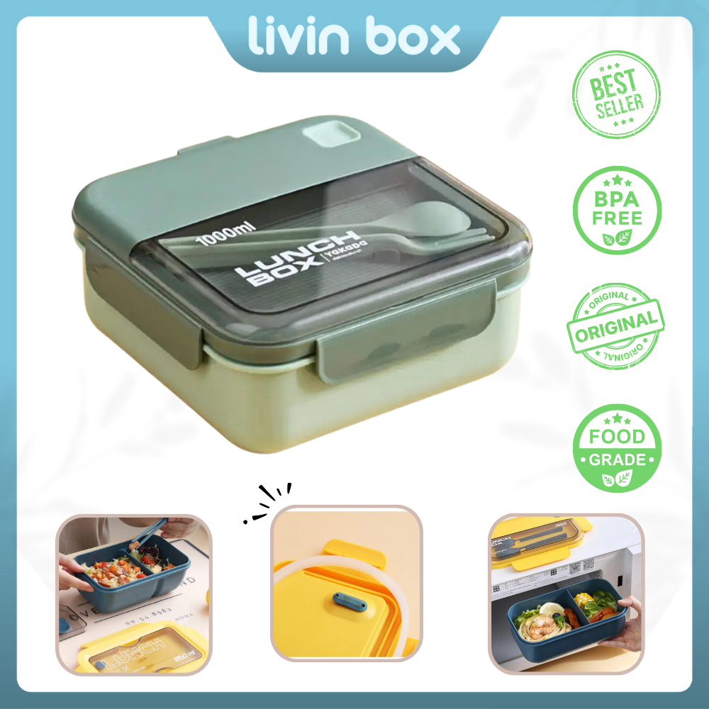 Jual Kotak Makan Bento Anti Tumpah Gratis Sendok Garpu Terbaru | Kotak ...