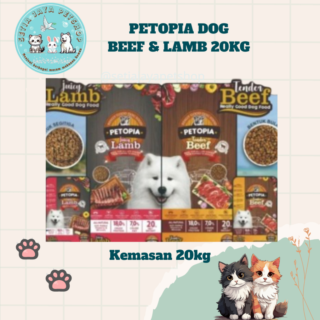 Jual Makanan Anjing - Petopia Dog Varian Beef & Lamb 20kg (Instan ...