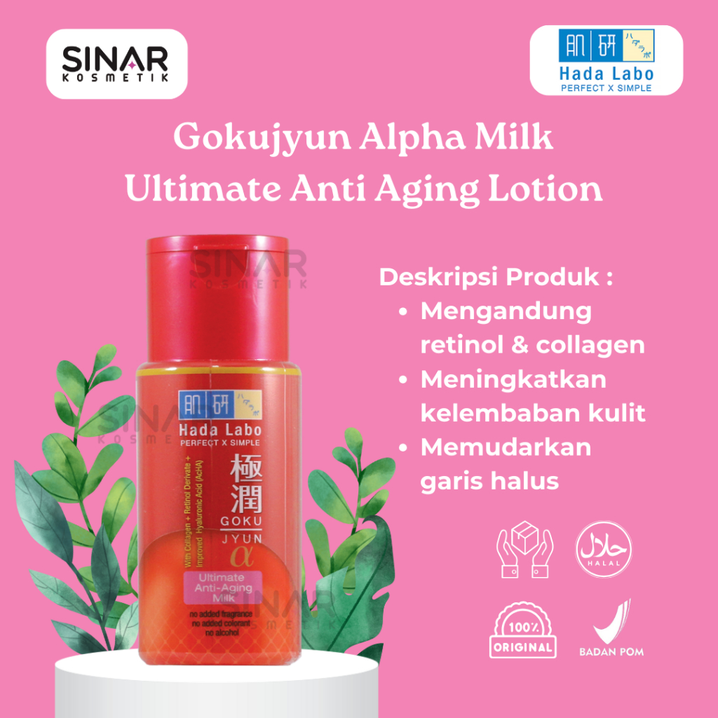 Jual Hada Labo Gokujyun Alpha Milk Ultimate Anti Aging (Strip Pink ...