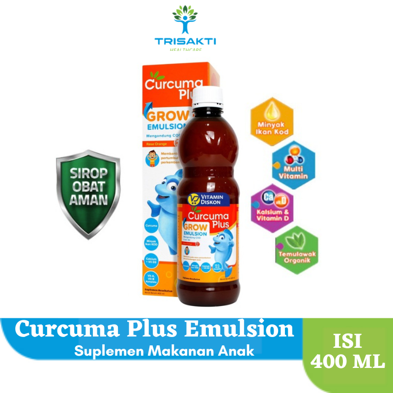 Jual CURCUMA PLUS GROW EMULSION 400 ML DAN 200 ML MINYAK IKAN VITAMIN ...