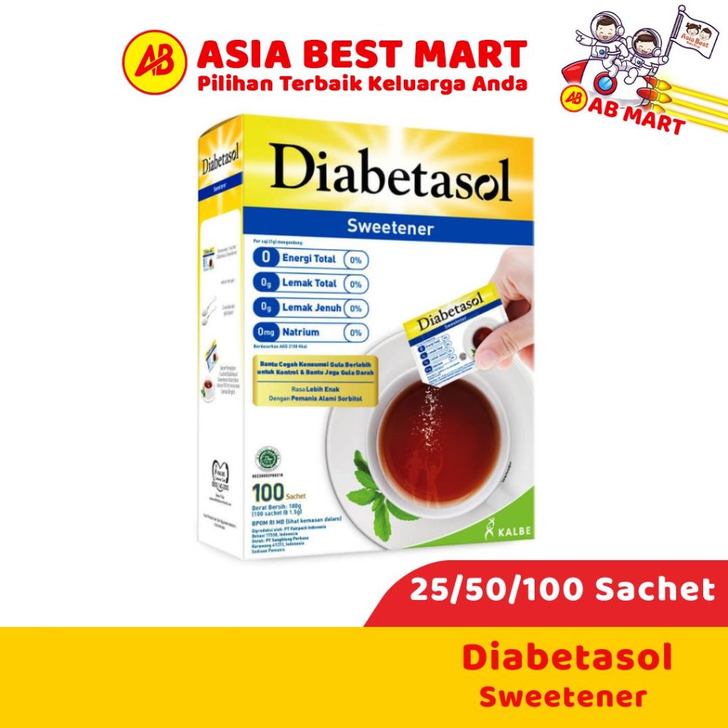 Jual Diabetasol Sweetener No Calorie 100/50/25 Sachet Gula Tanpa Kalori ...