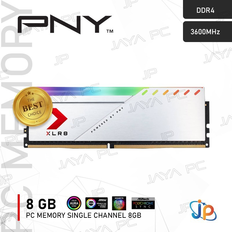 Jual Memory PNY XLR8 EPIC-X Silver RGB PC28800 3600Mhz DDR4 8GB Ram | Shopee Indonesia