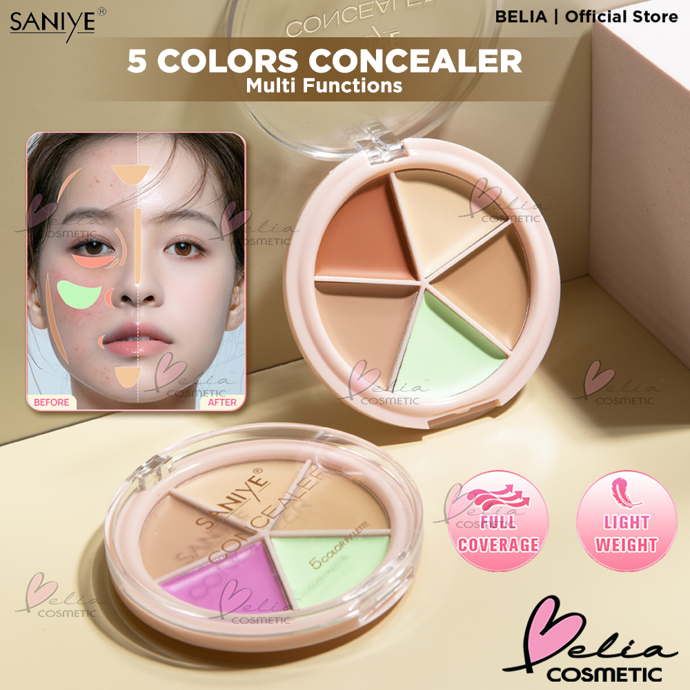 Jual BELIA SANIYE Palet Concealer Anti Air 5 Warna Seamless Full Cover ...