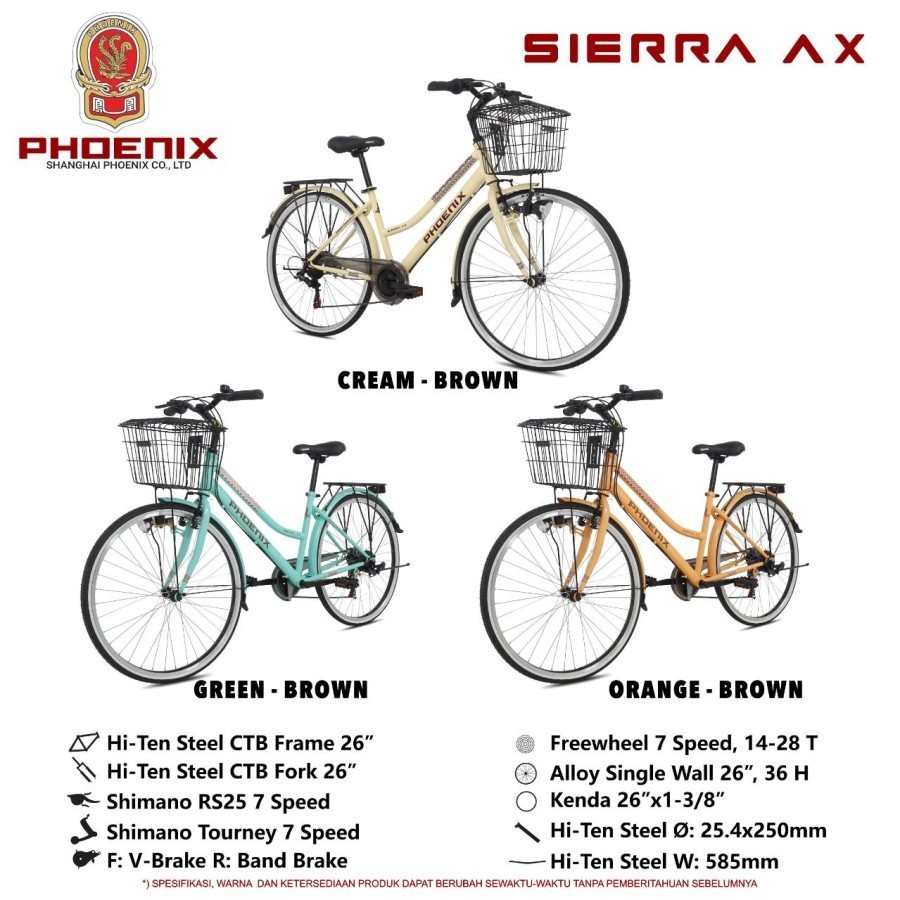 Jual SEPEDA KERANJANG PHOENIX SIERRA AX 26 INCH 7 SPEED DEWASA ...