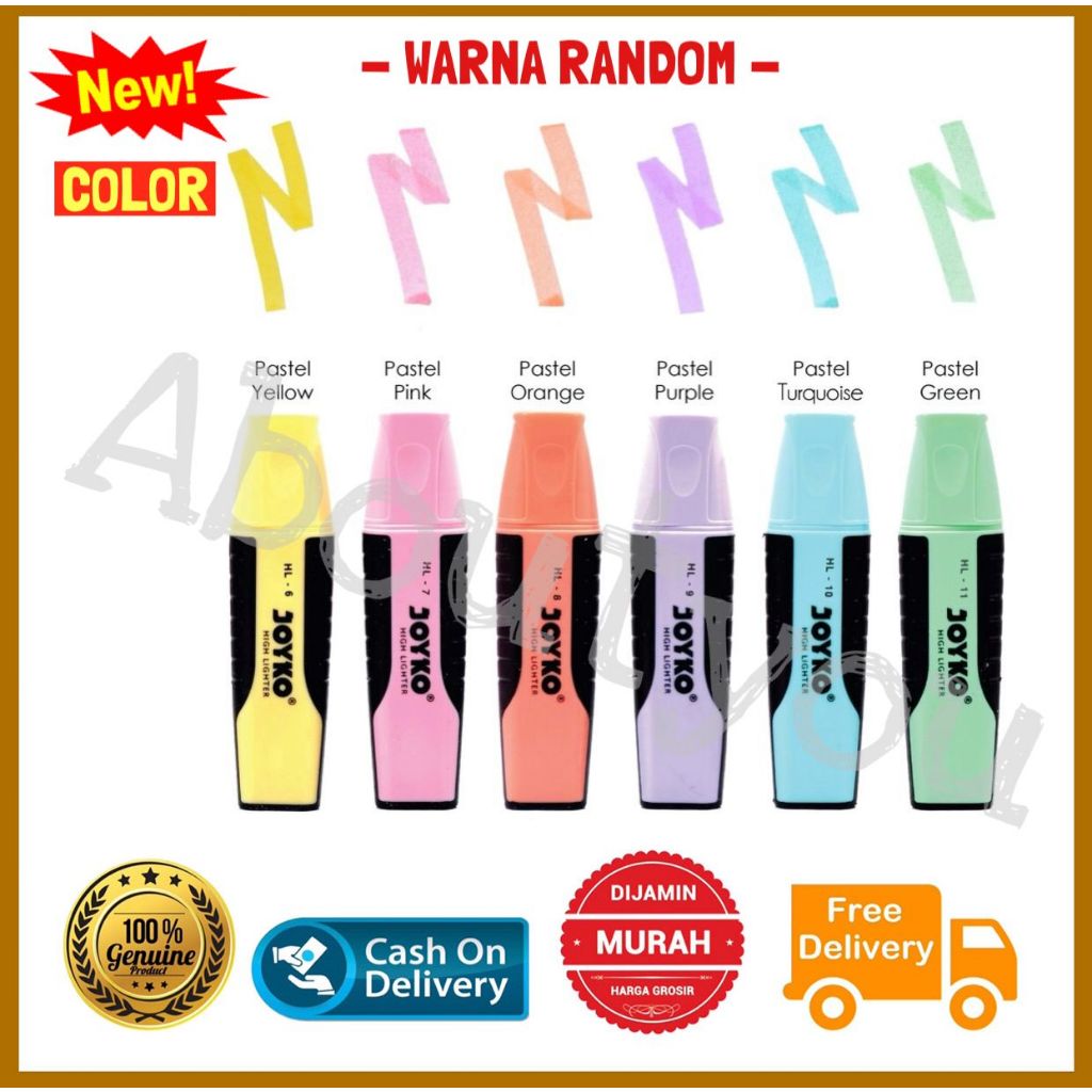 Jual Highlighter JOYKO Premium Tebal Penanda Marker Joyko Warna Pastel ...