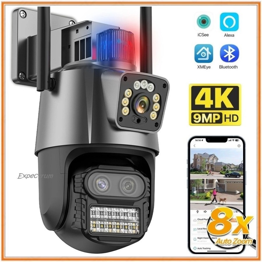 Jual IPCAM Outdoor ICSEE 9MP / 4K, 3 Lens Hybrid Zoom 8x, 2.8 + 12mm ...