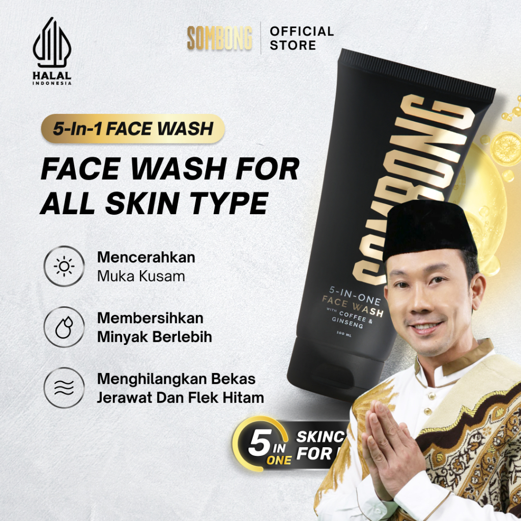Jual SOMBONG 5-in-1 Face Wash with Coffee & Ginseng Sabun Pembersih ...