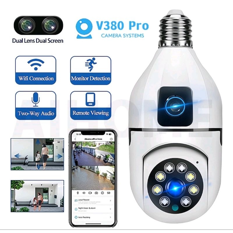 Jual Kamera CCTV lampu 360 derajat IP camera panoramic wireless ...