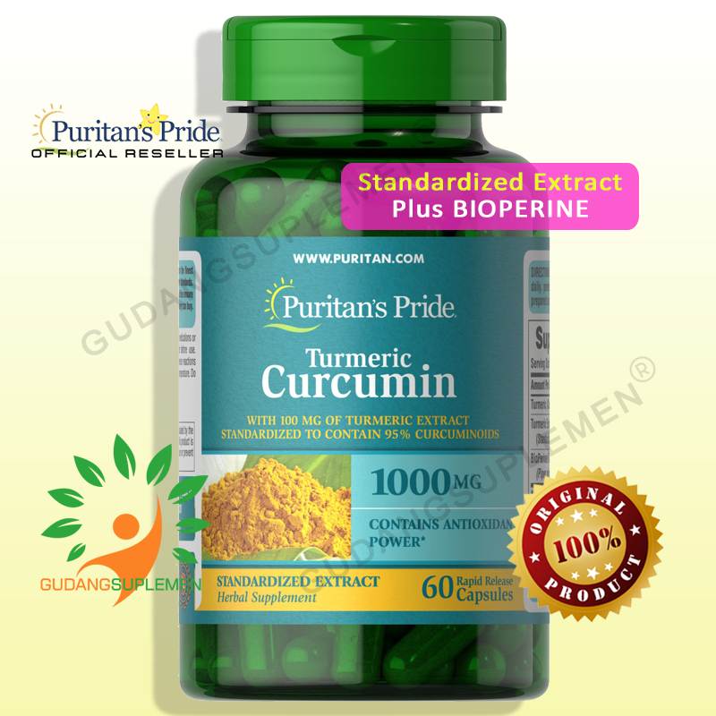Jual Puritan's Pride TURMERIC CURCUMIN WITH BIOPERINE 1000 MG - 60 ...