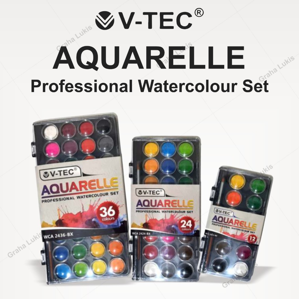 Jual V-TEC Aquarelle Watercolor / Cat Air Set 12 / 24 / 36 | Shopee Indonesia