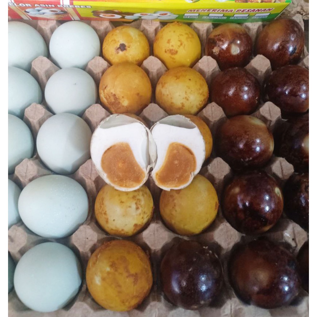 Jual 1 Box Telor Asin Rasa Mix Pindang Bakar dan Rebus 10 Butir Kuning ...