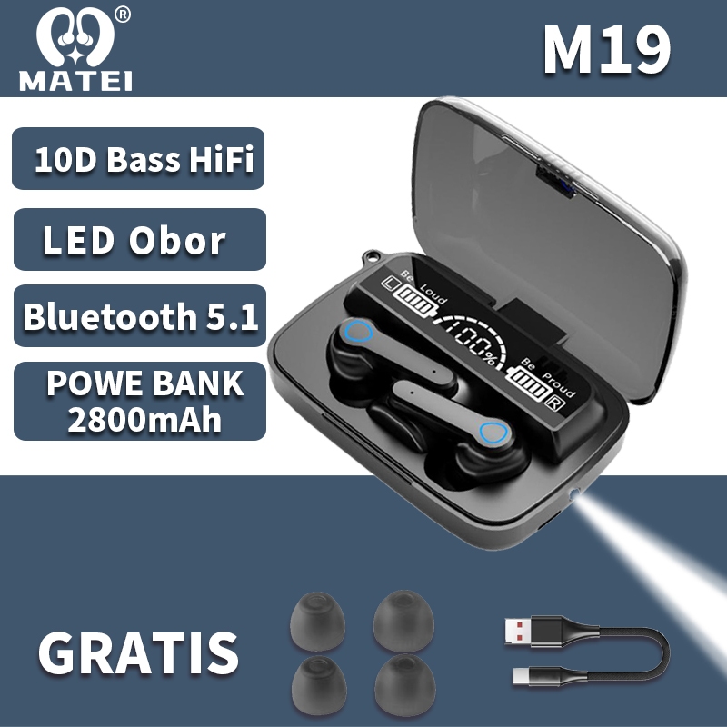 Jual Matei Headset Bluetooth M19 TWS Wireless Earphones Bluetooth 5.1 ...