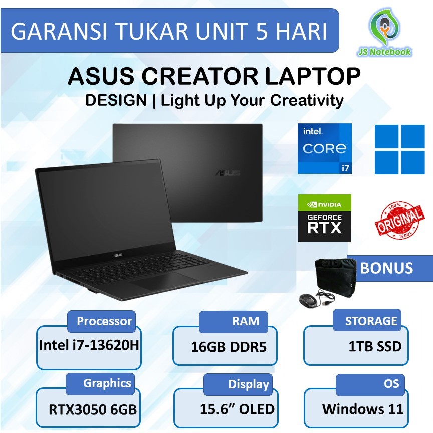 Jual Asus Creator Laptop Q530 RTX3050 6GB i7-13620H 16GB 1TB SSD Win11 ...